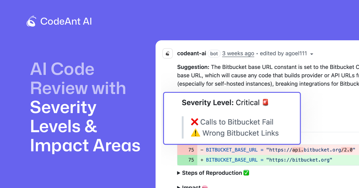 AI Code Review with Severity Levels & Impact Areas | CodeAnt