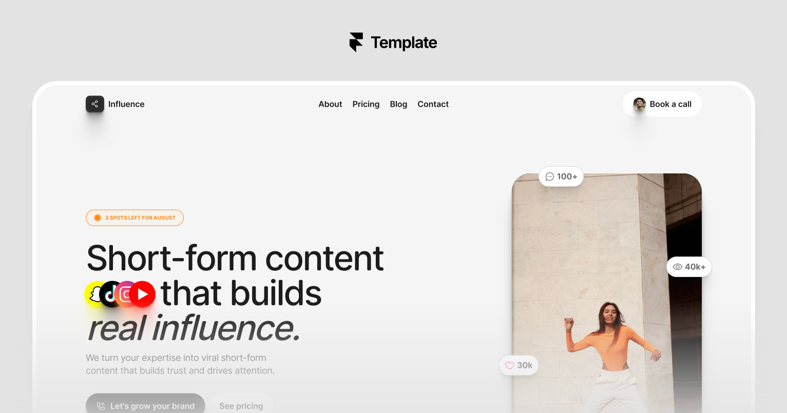 Influence – Framer Template