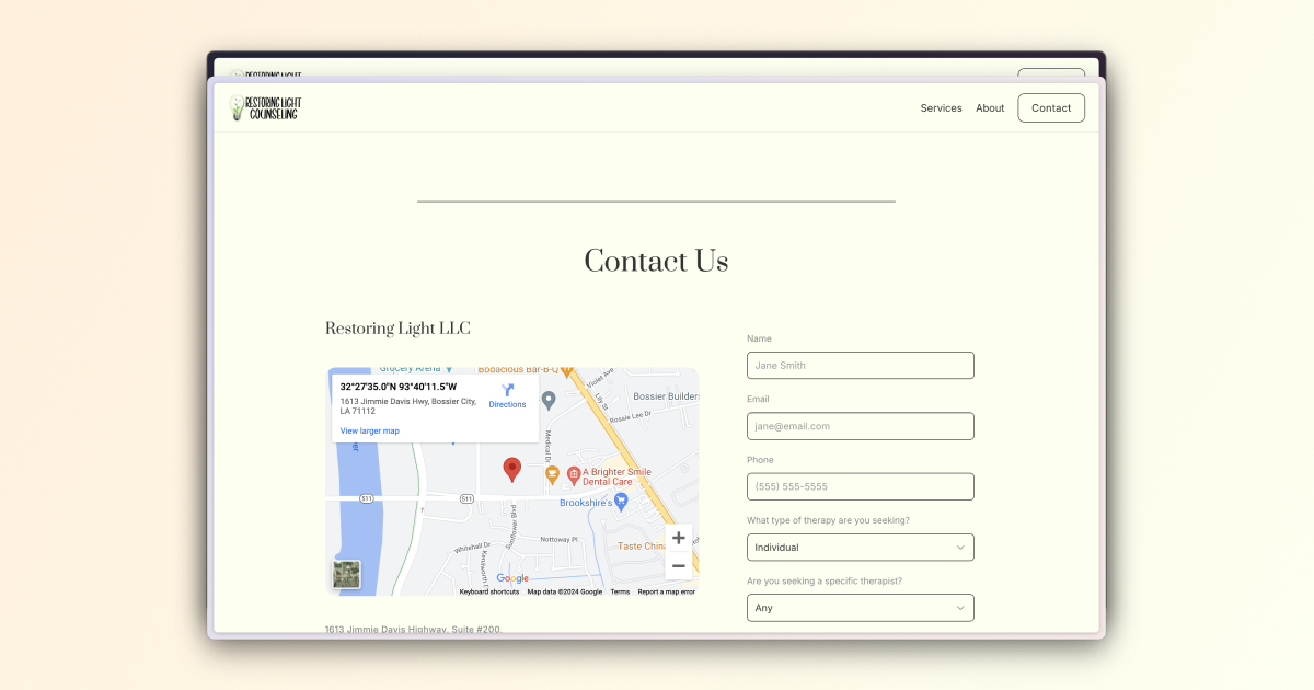 Contact Restoring Light Counseling - Shreveport - Bossier City Therapists