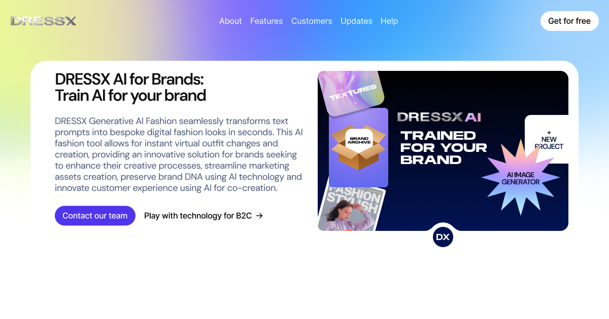 DRESSX Generative AI Fashion | AI Outfit Creator for Brands