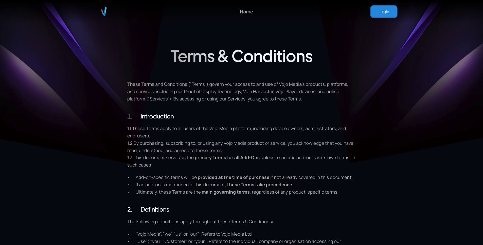 Vojo Media™ | Terms & Conditions