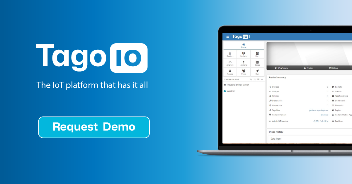 Request a Demo - TagoIO Connect to hundreds of IoT devices