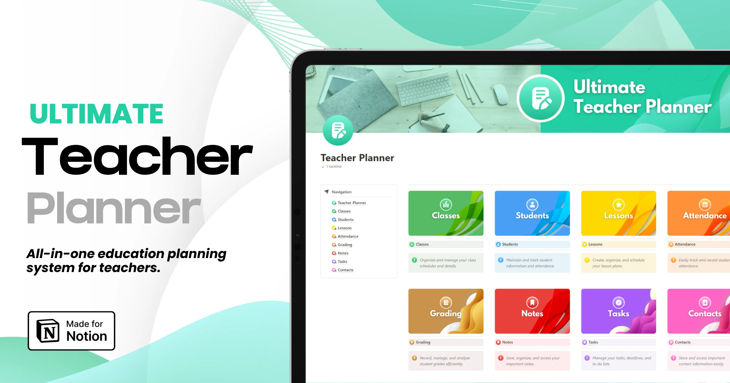 Notion For Teachers: Digital Teacher Planner | Notion Template