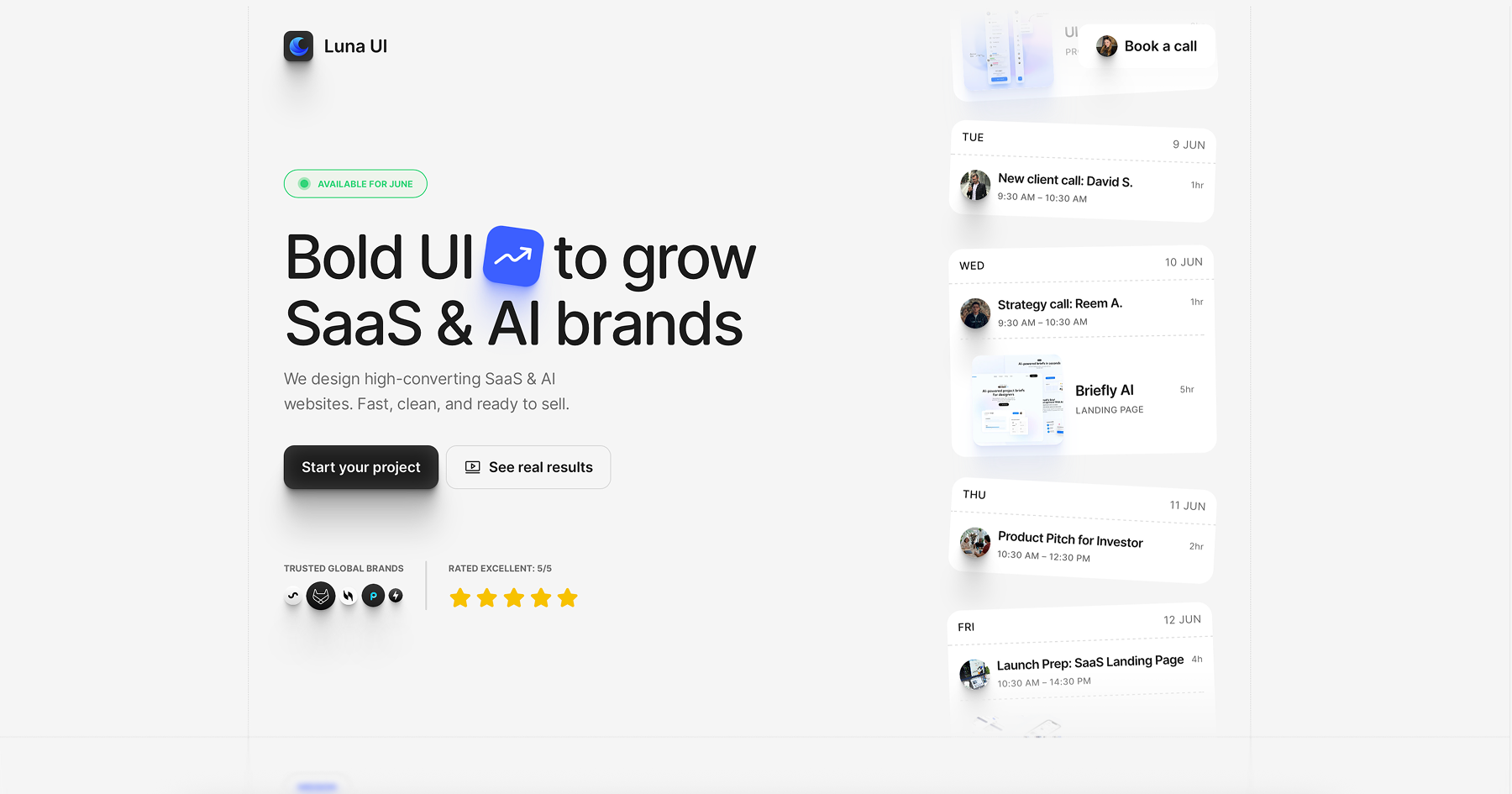 Luna UI Design Studio – UX/UI for SaaS, Tech & AI Startups