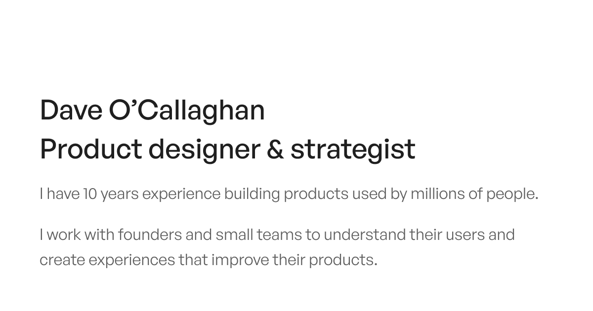 Dave O'Callaghan - Product Design