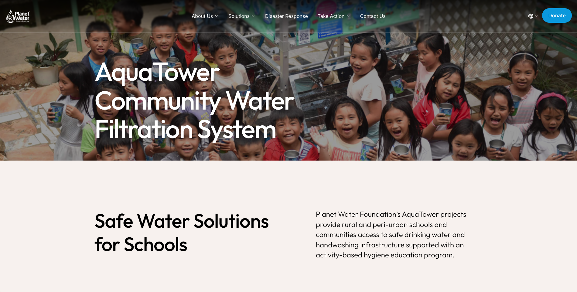AquaTower - sistema de filtración de agua comunitario - agua potable segura