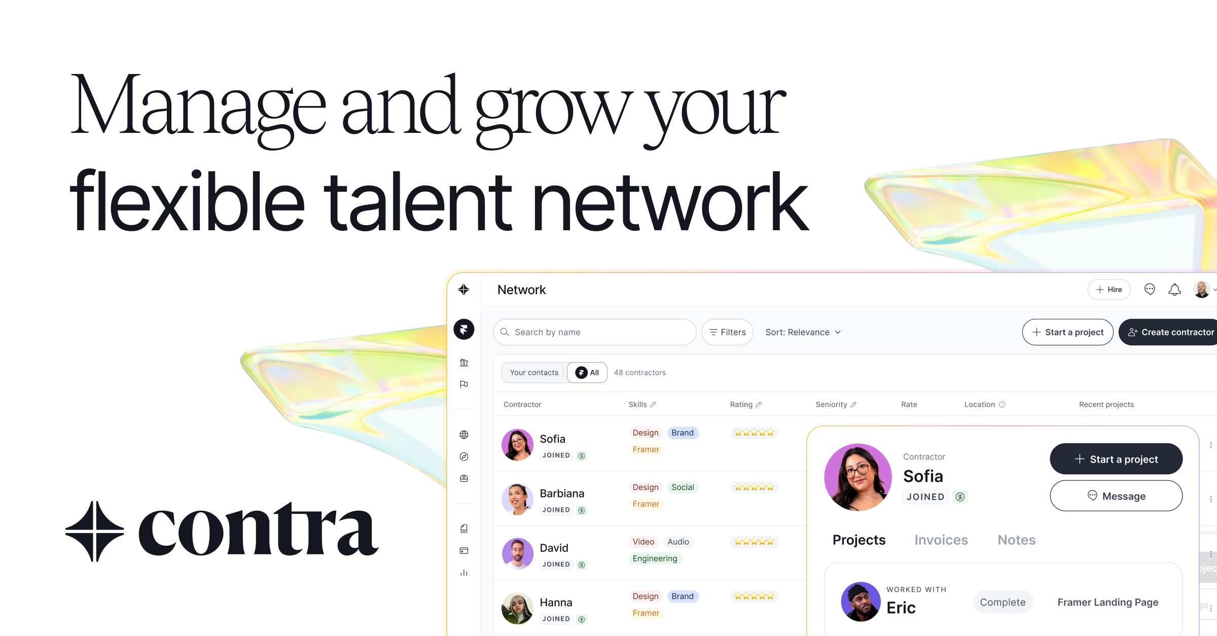 Manage and grow your flexible talent network | Contra