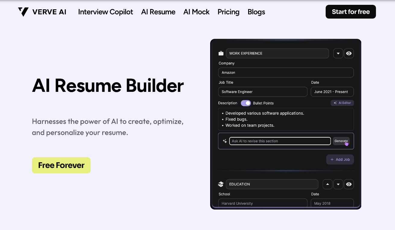 AI Resume Builder For Free | Verve AI Interview Copilot