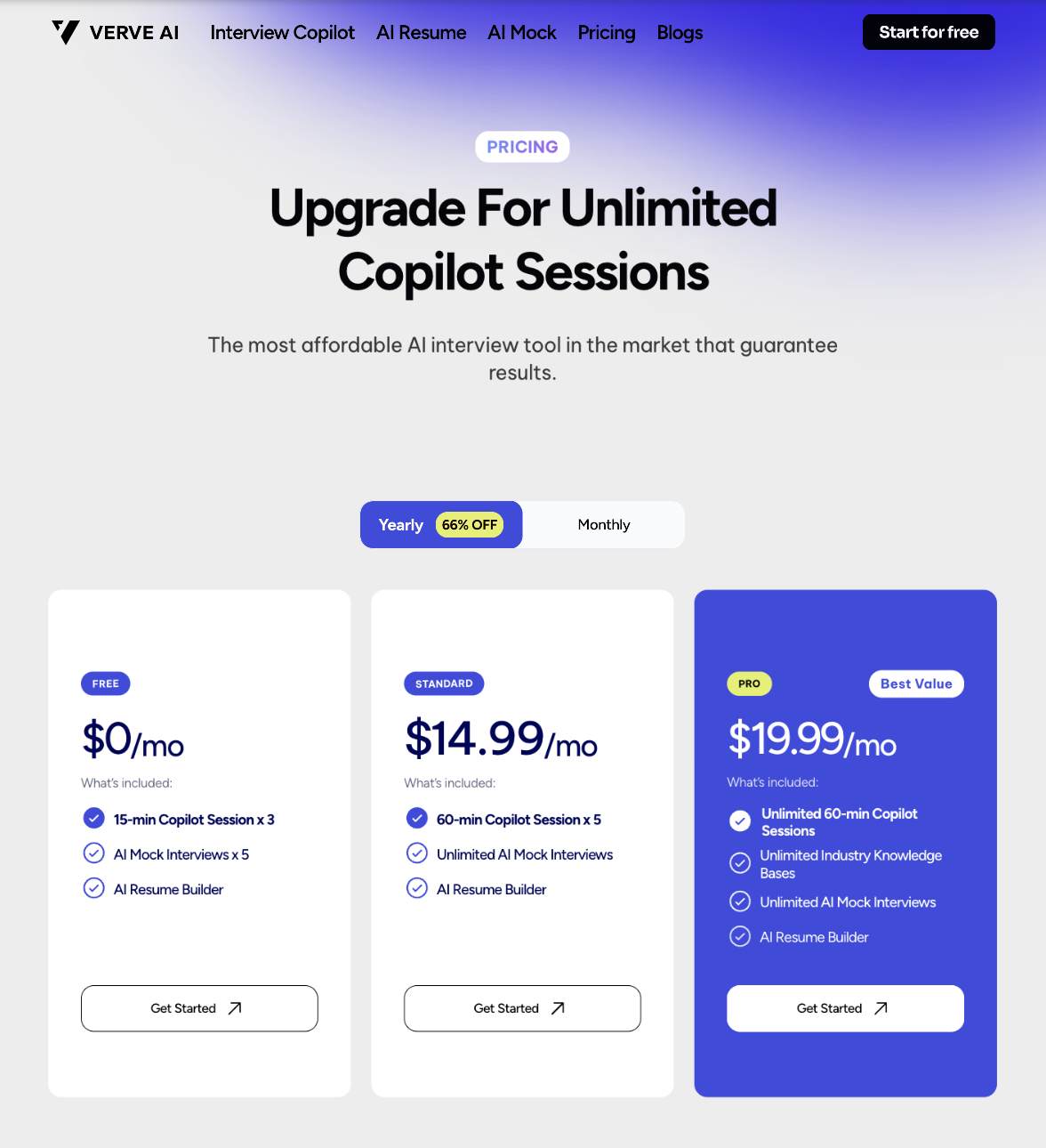 FREE AI Interview Copilot | Verve AI Pricing