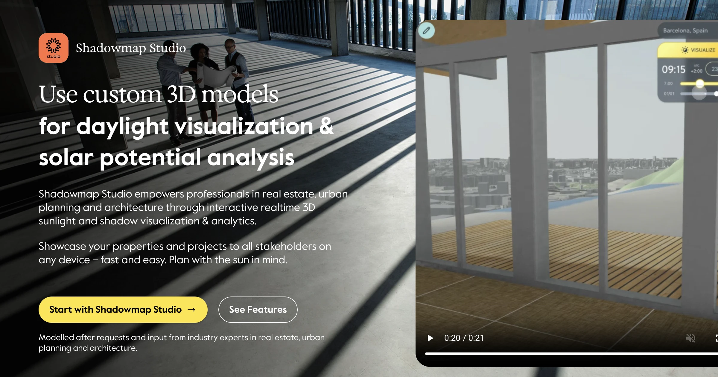 Shadowmap Studio: Visualización de luz solar en 3D y análisis solar