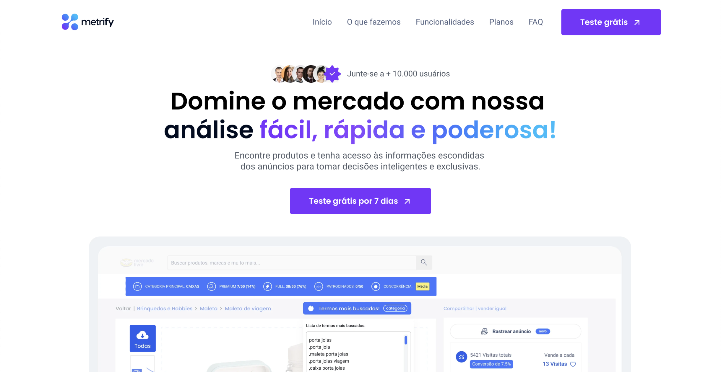 Metrify App - Métricas & Análise para marketplaces