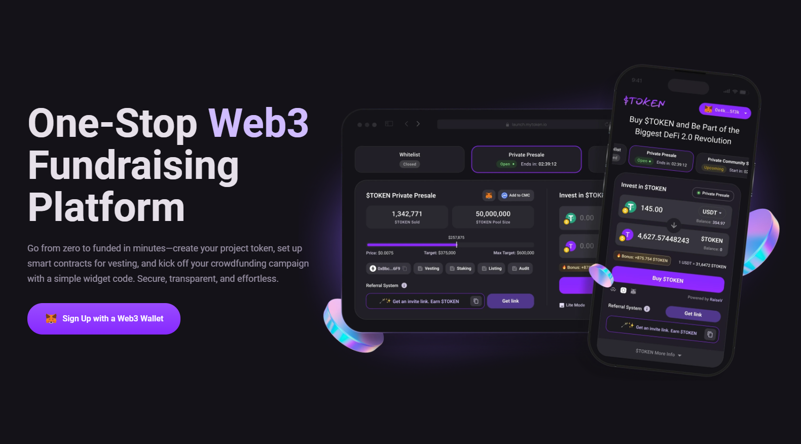 RaiseV CrowdFunding Web3 Widget for Website
