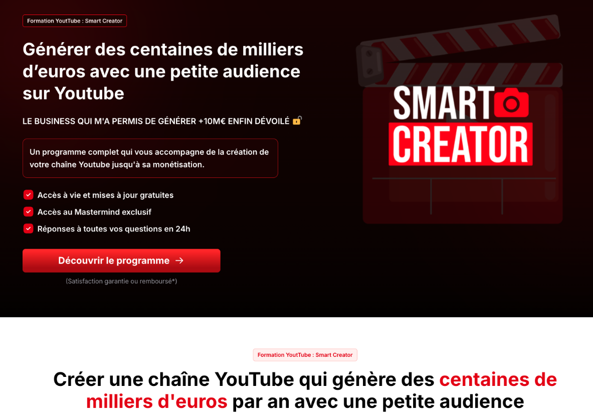 Formation Smart Creator - Gagner votre vie grâce à Youtube