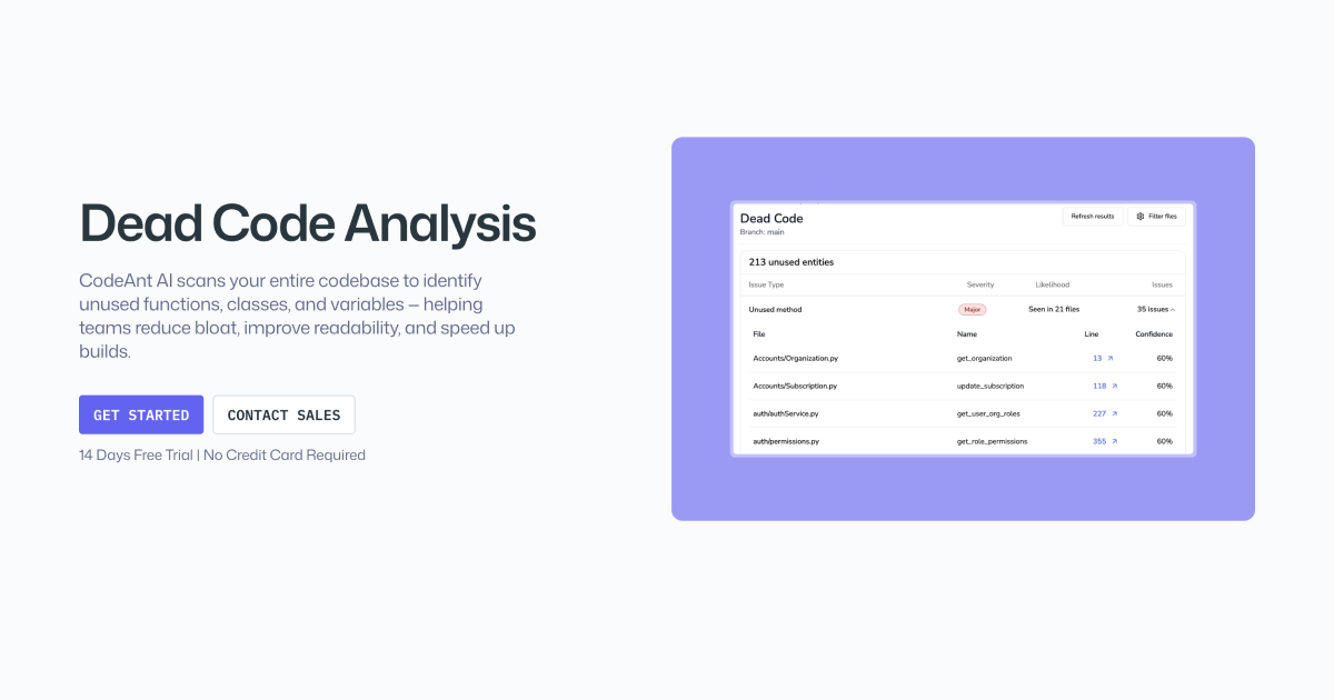 CodeAnt AI - Dead Code Analysis