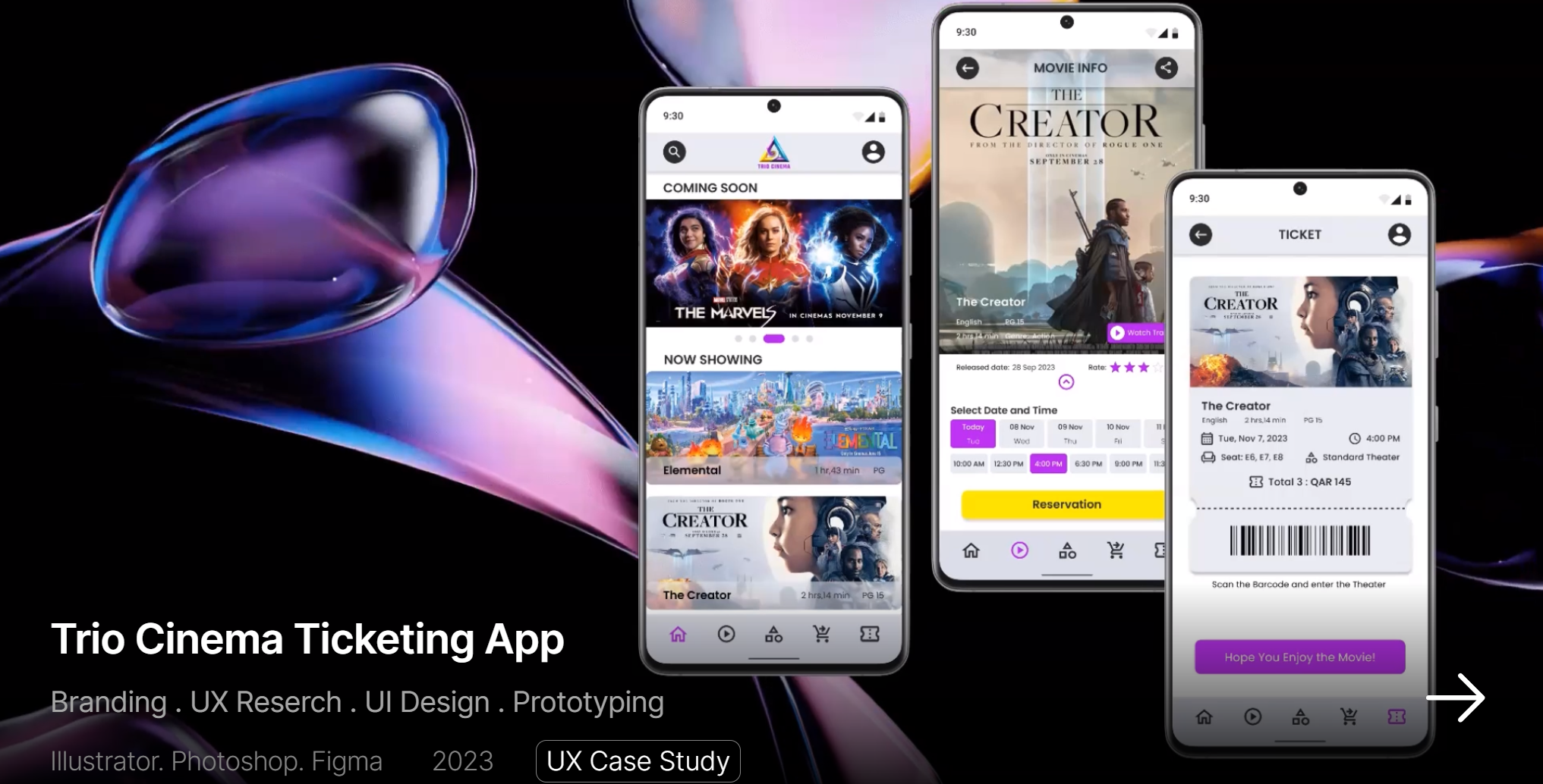 Trio Cinema Ticketing App Design