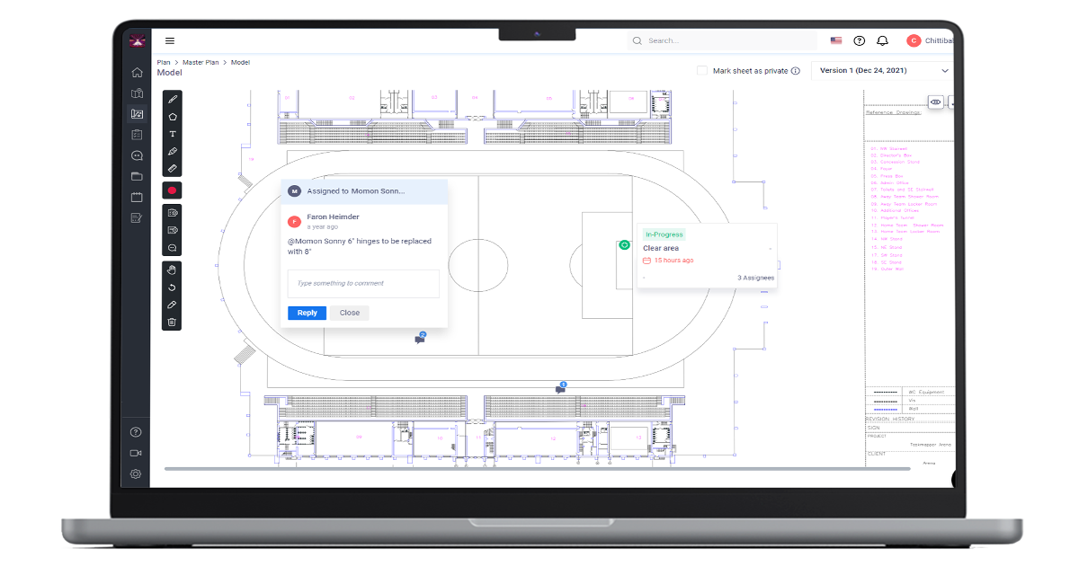 Share drawings and annotate to manage changes in real time