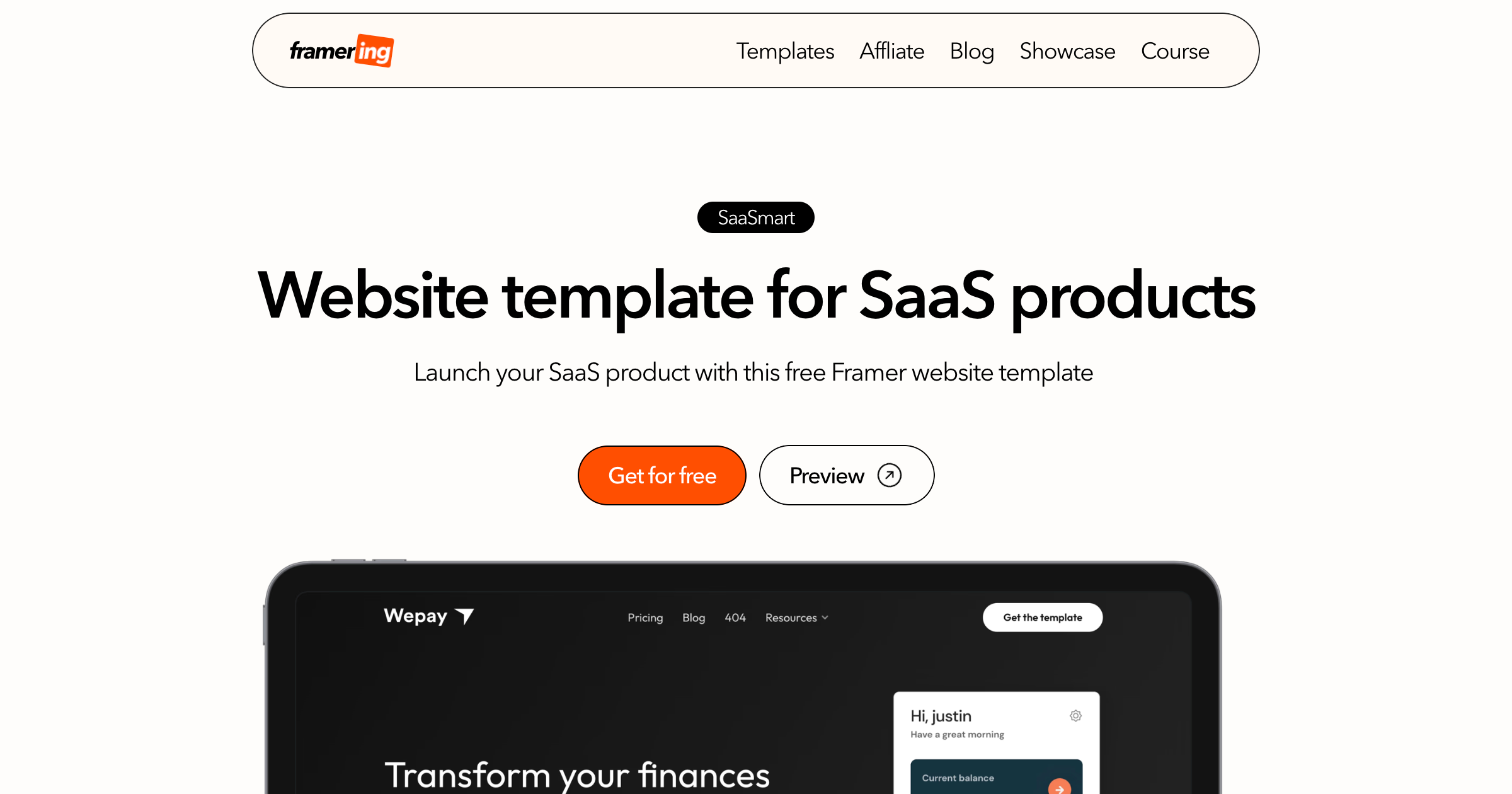 Free website template for SaaS products | by Framer.ing