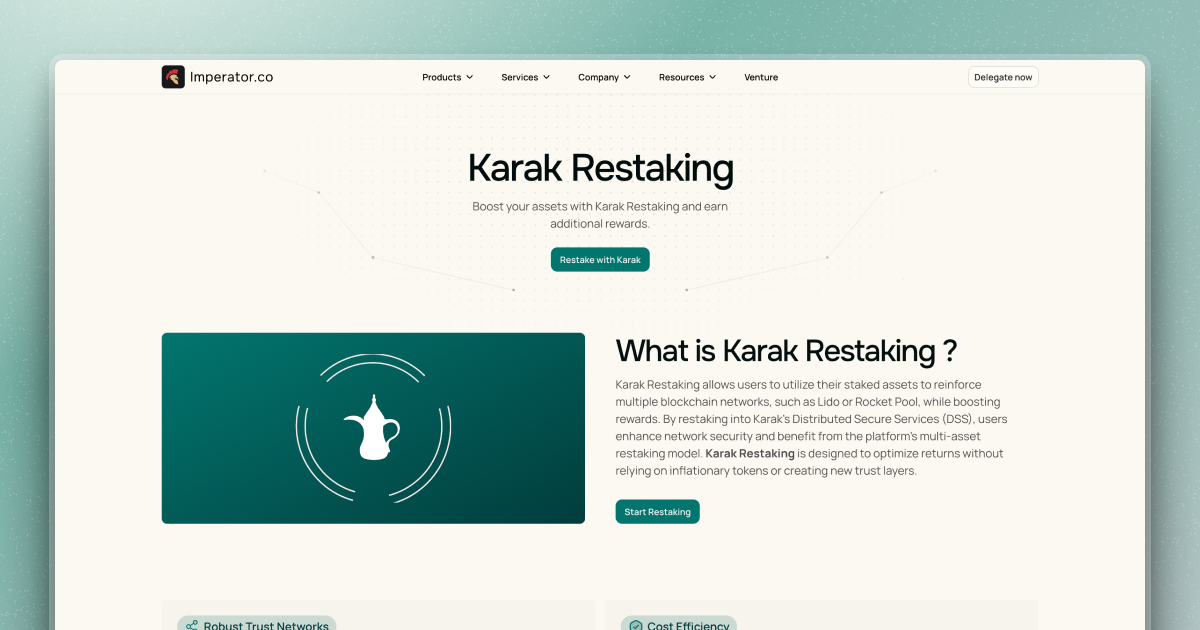 Karak Restaking : Earn More Staking Rewards with Imperator