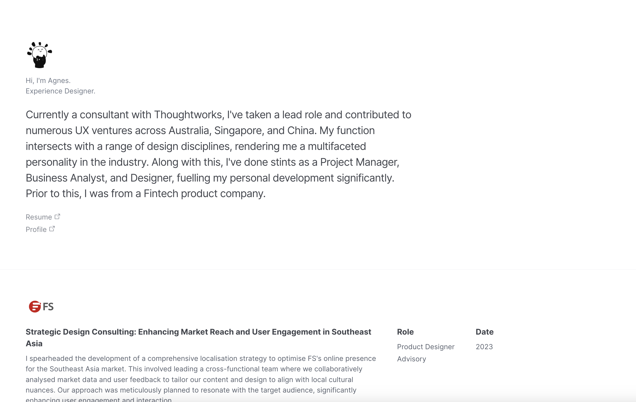 Agnes Lam • Experience Designer