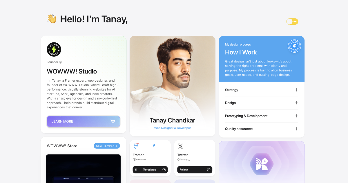Tanay C. | Framer Expert | No-Code Web Designer & Developer