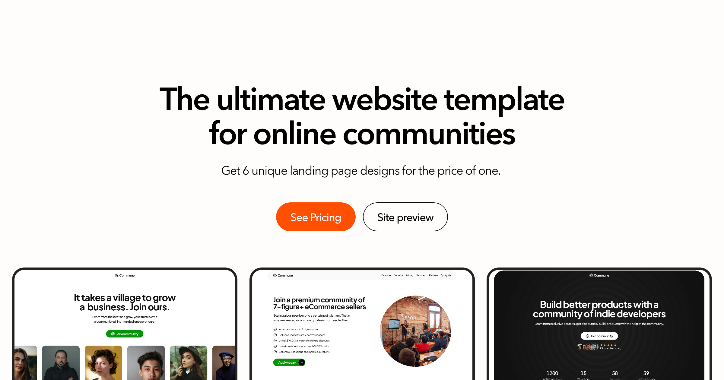 Commune - ultimate website template for online communities | Framer.ing