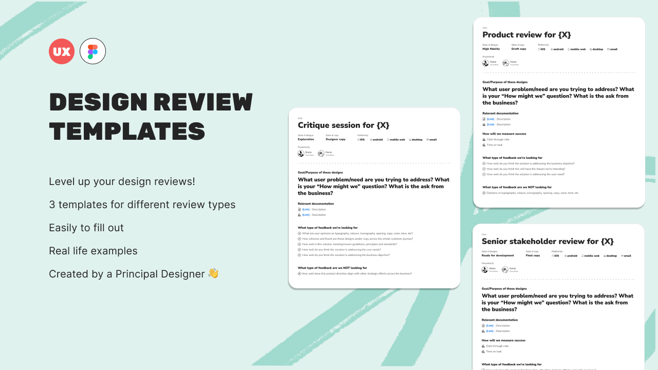 UX Survival Guide - Design review context templates