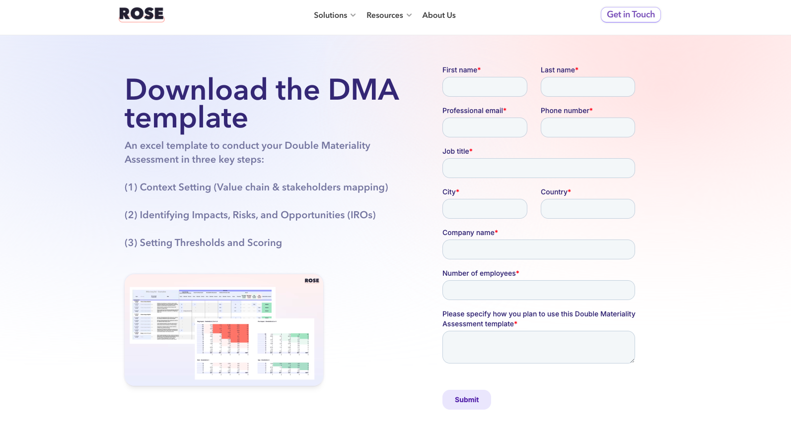 ROSE Platform | Double Materiality template