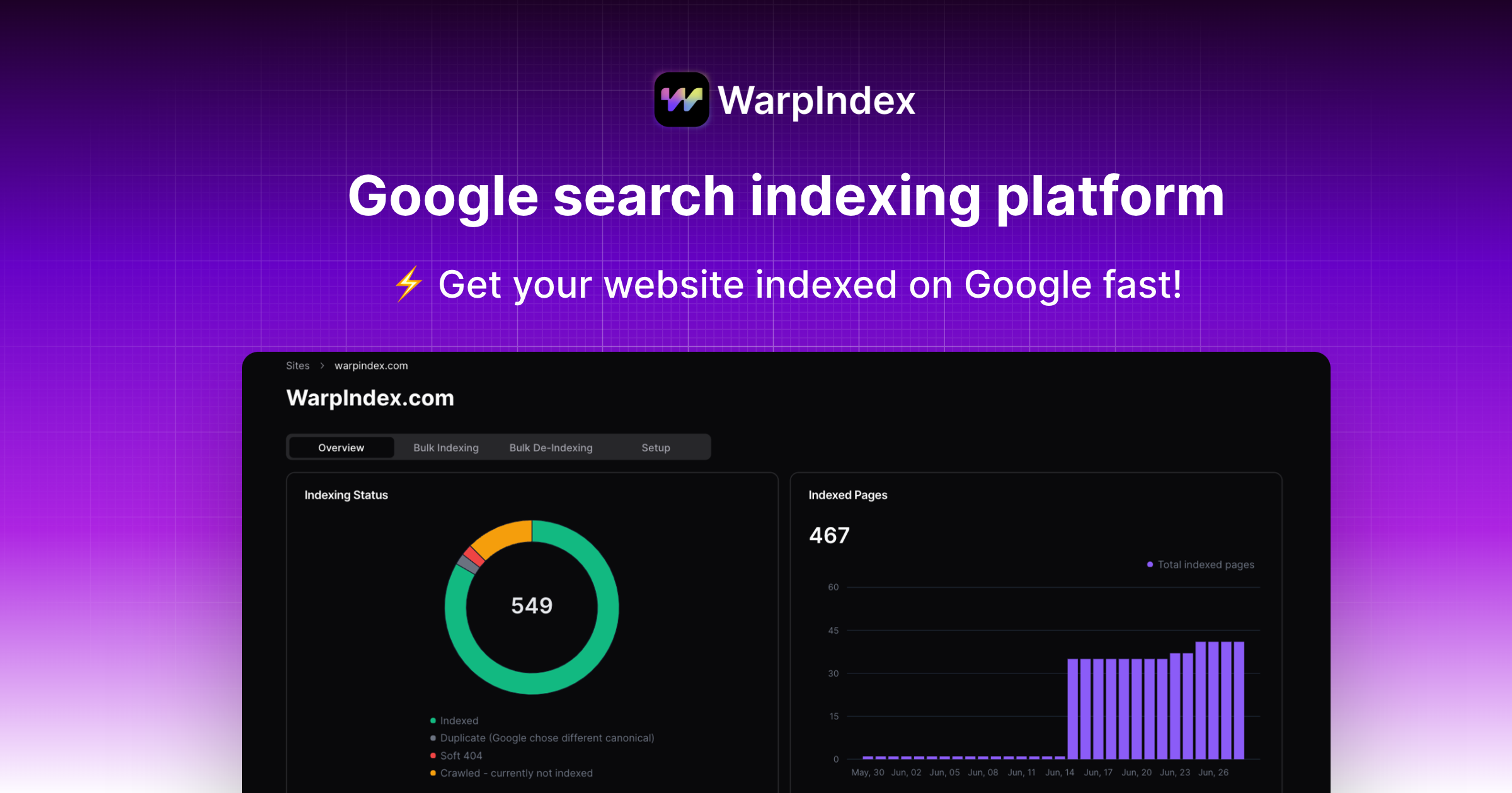 WarpIndex - Website Indexing on Autopilot