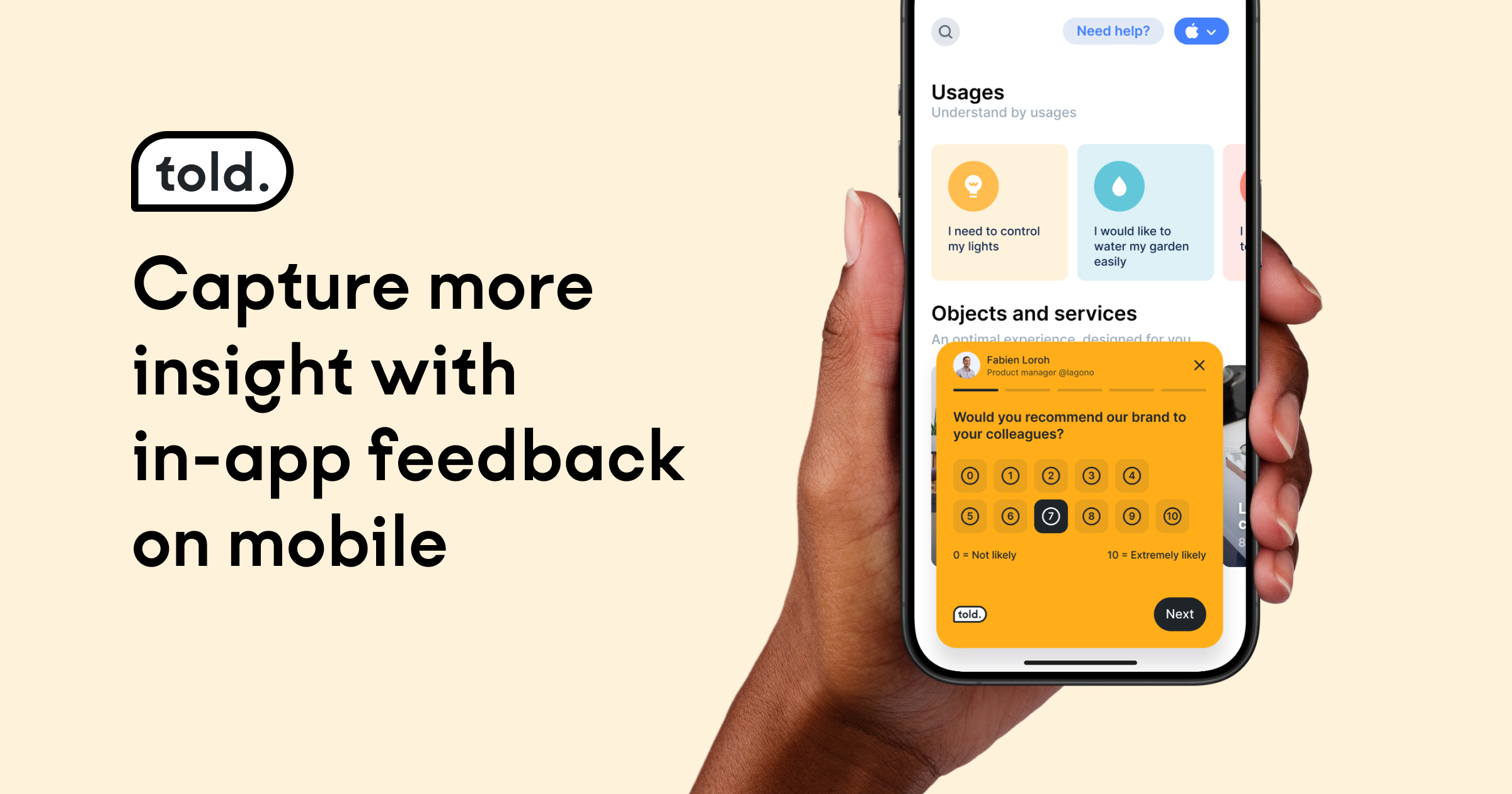 Create Mobile-app Surveys and Collect Feedback simply with Told