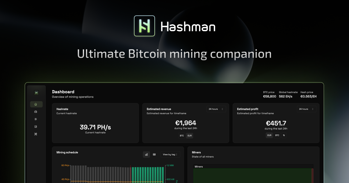 Hashman - The ultimate Bitcoin miner companion