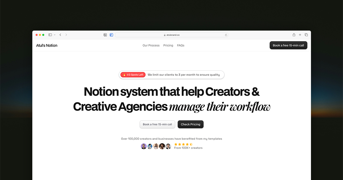 Notion4Creators | 1-on-1 Custom Notion System for Creators