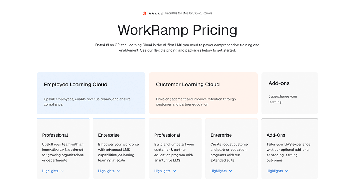 Employee and Customer LMS Pricing Plans | WorkRamp