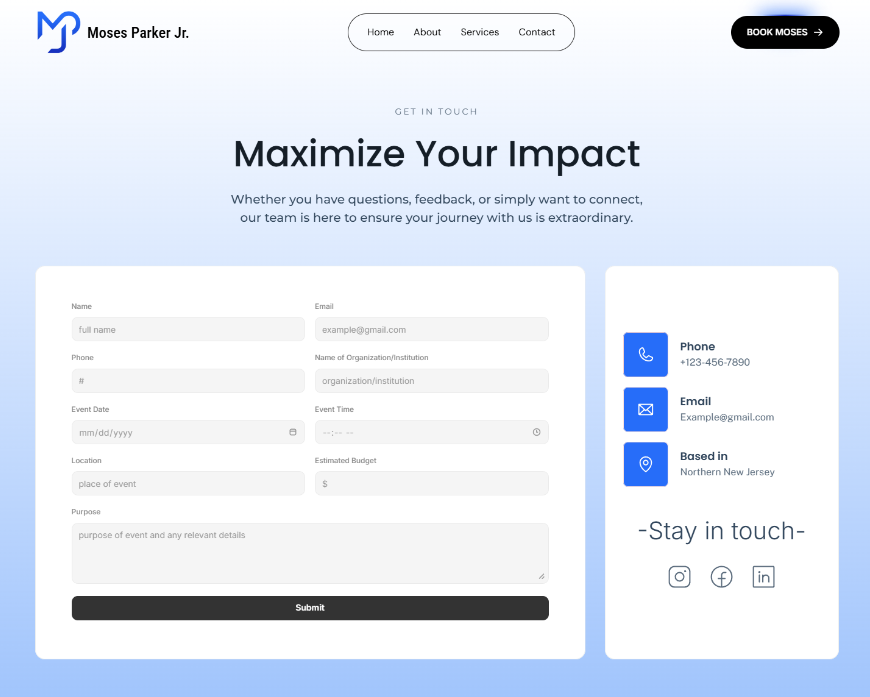 Moses Parker Jr- Contact