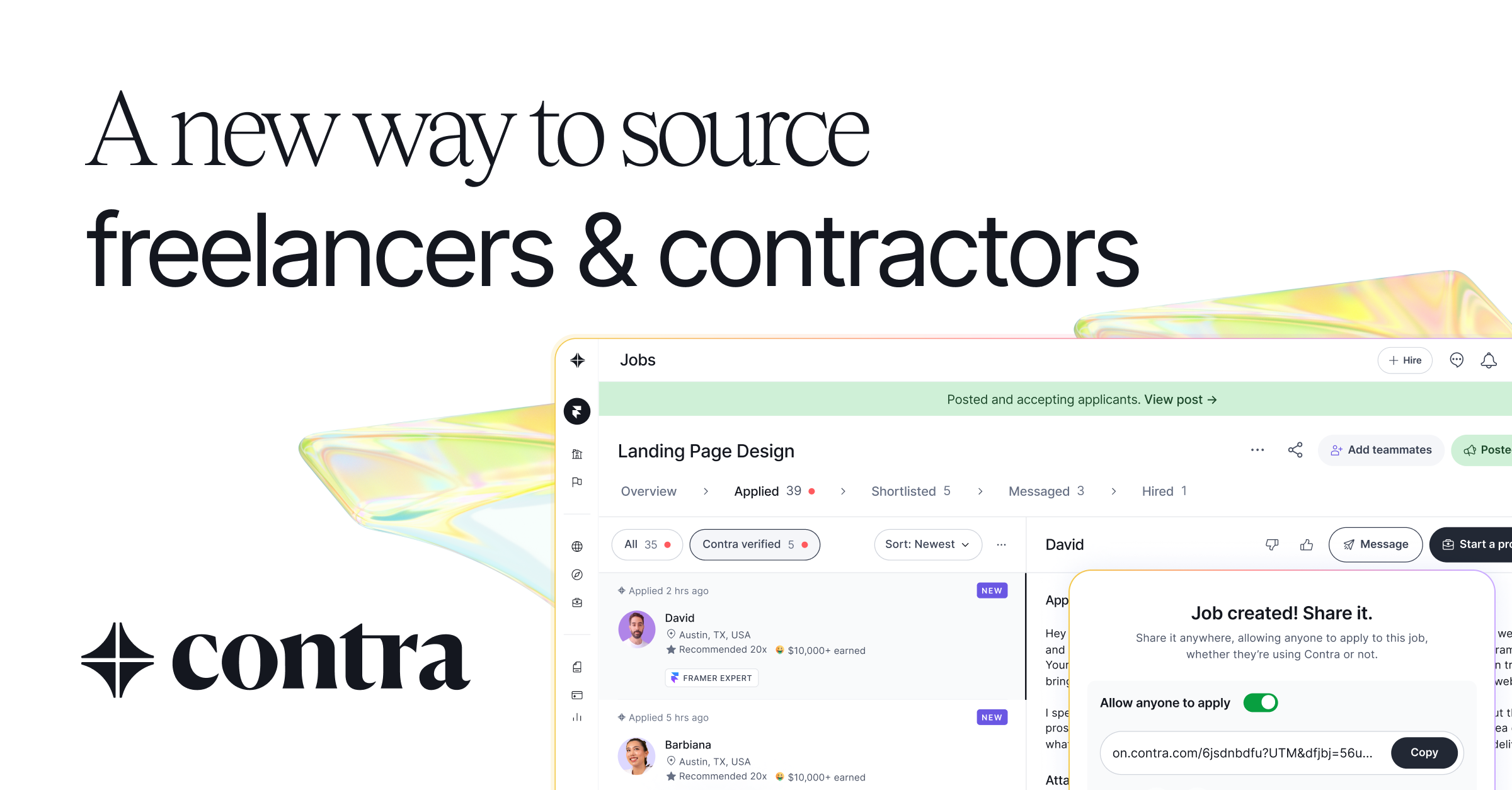 A new way to source freelancers and contractors | Contra