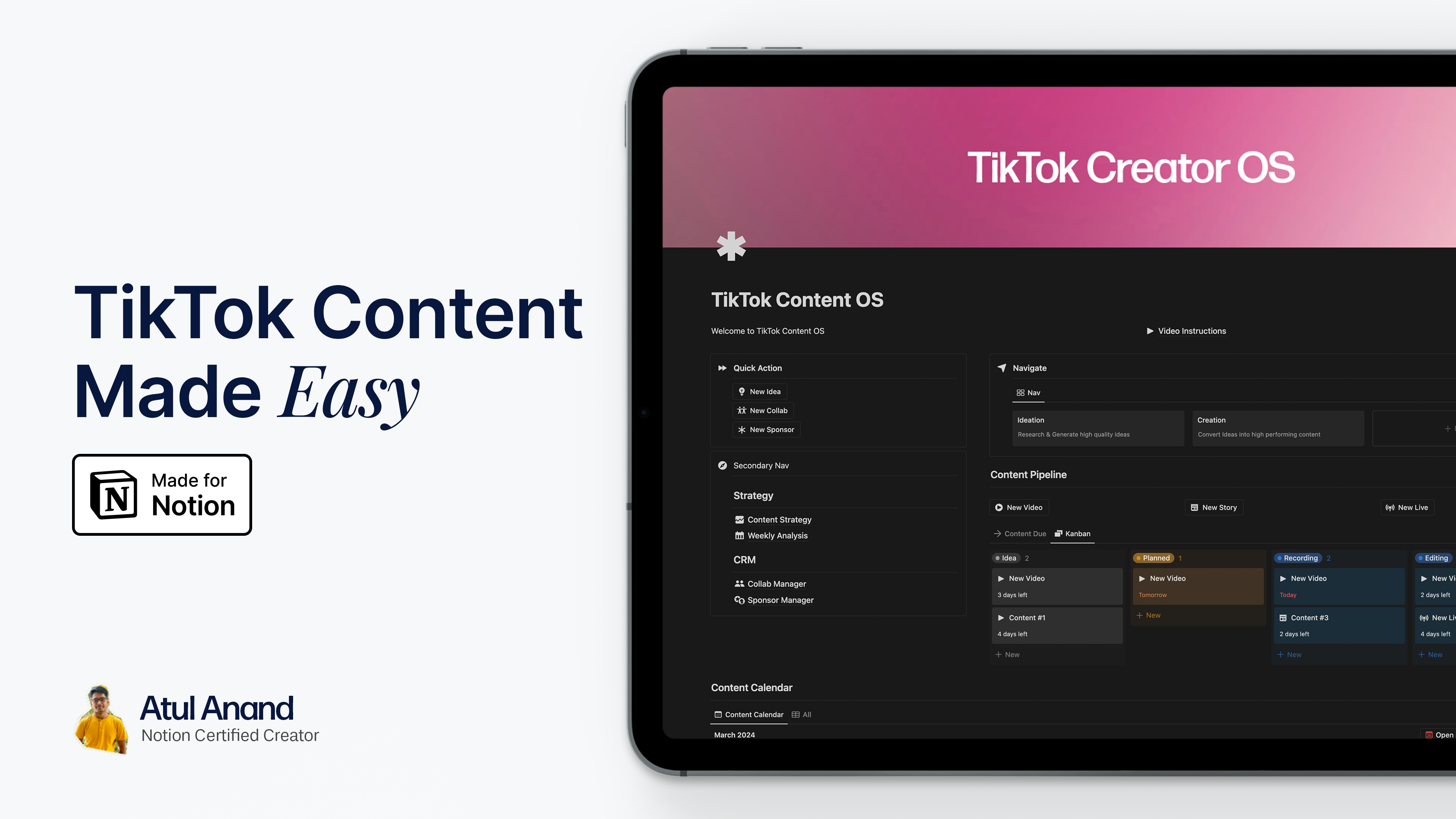 TikTok Creator OS | Atul's Notion