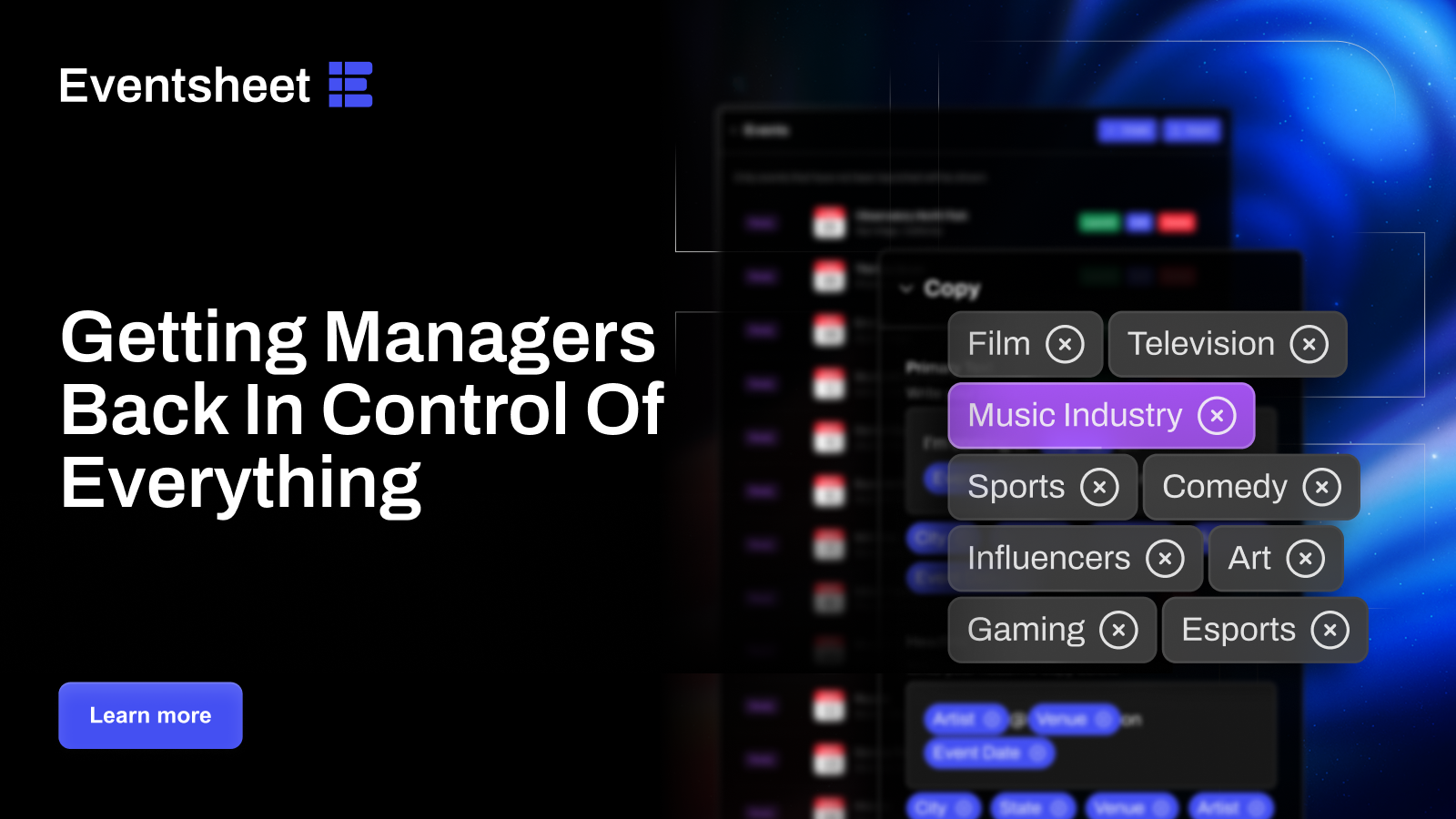 Eventsheet — For Managers