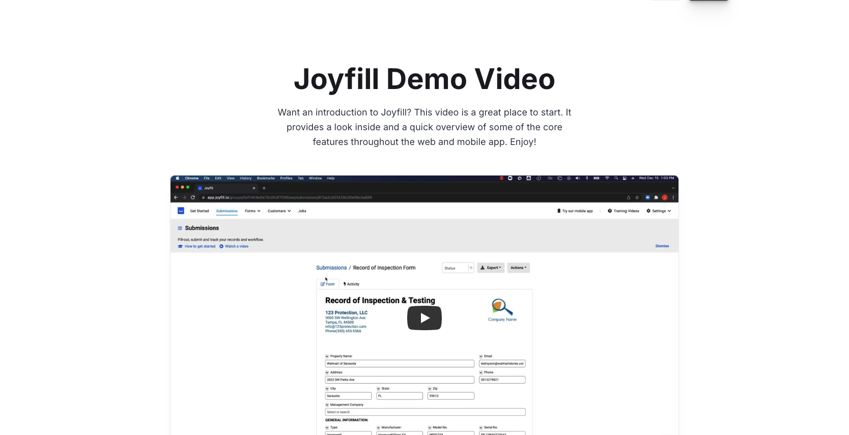 Joyfill Demo Video