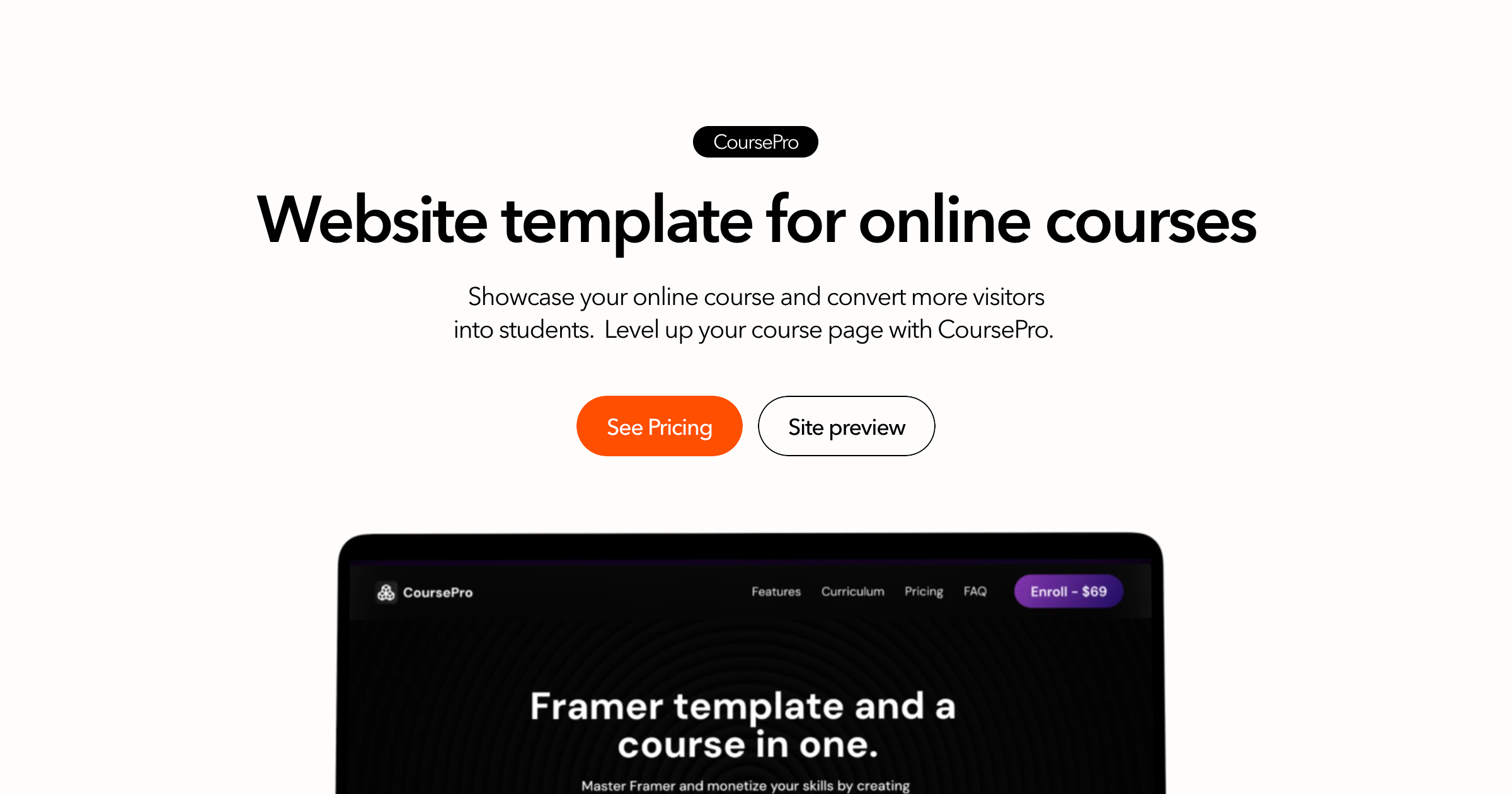 Website template for online courses | CoursePro