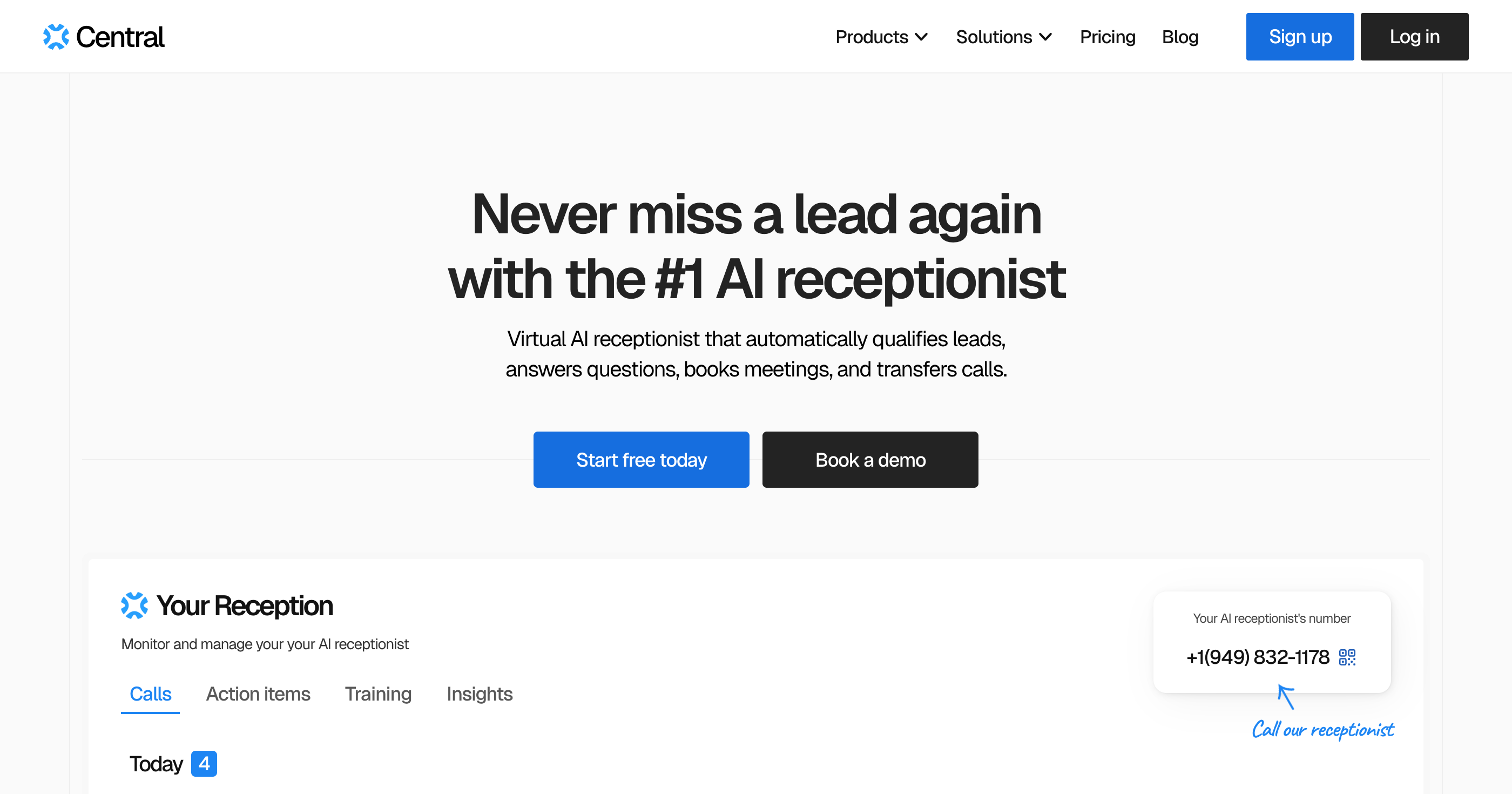 AI Voice Receptionists & AI Virtual Assistants for SMBs | Central AI