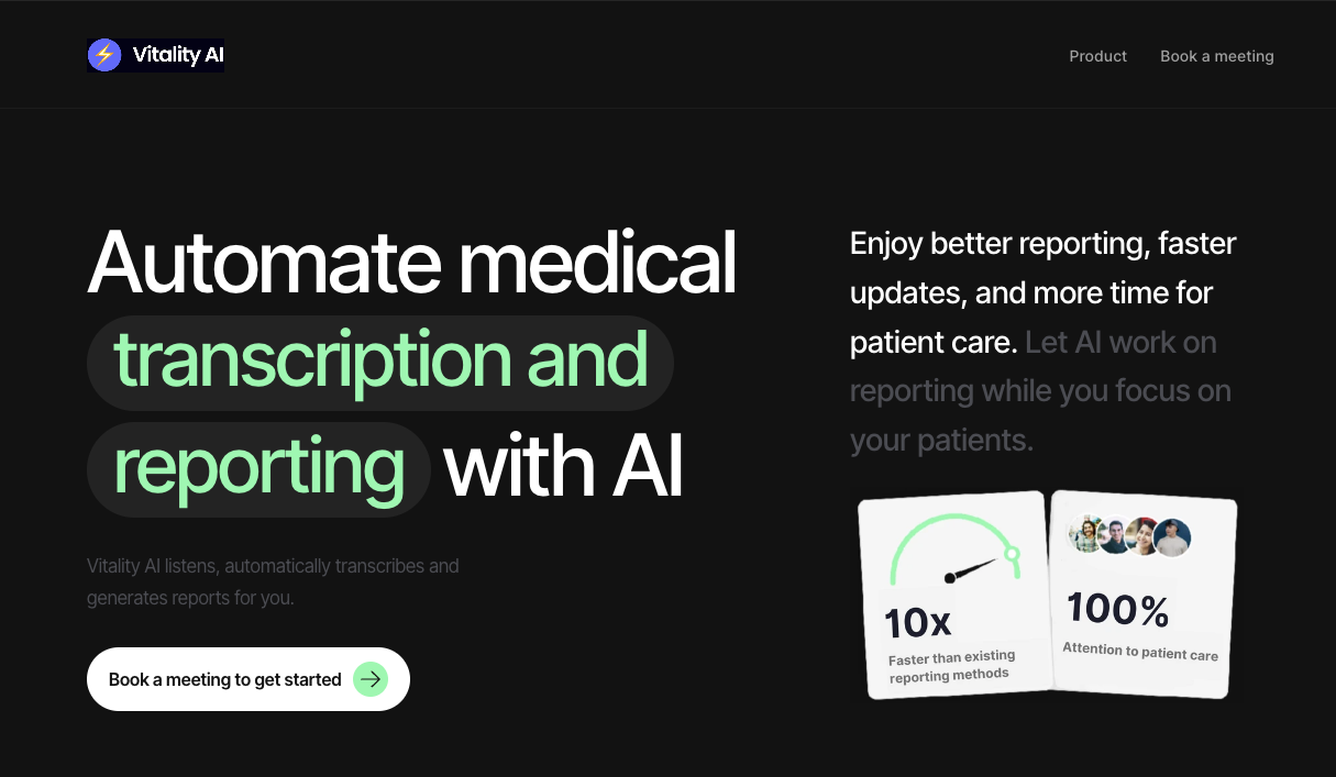 Vitality AI - Automate medical reporting with AI ⚡️