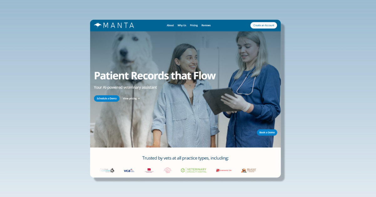 Manta | AI-Powered Veterinary Documentation Software