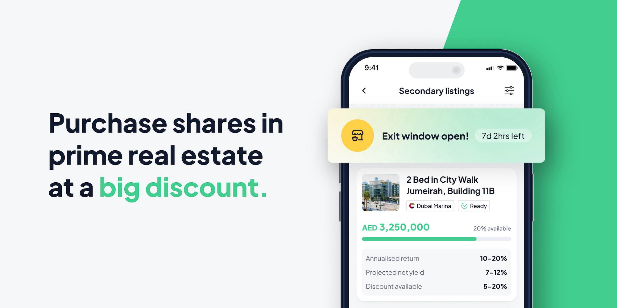 Stake Exit windows | Buy real estate shares at a discount