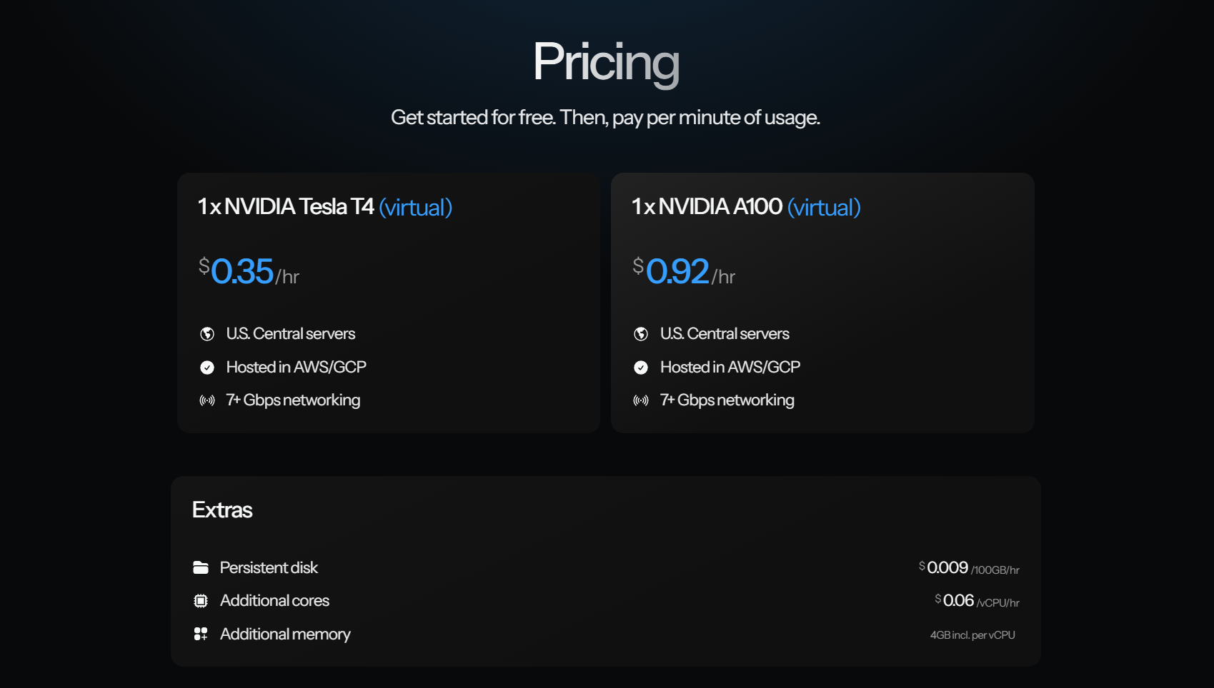 Thunder Compute Pricing: Get started for free, pay per minute of usage