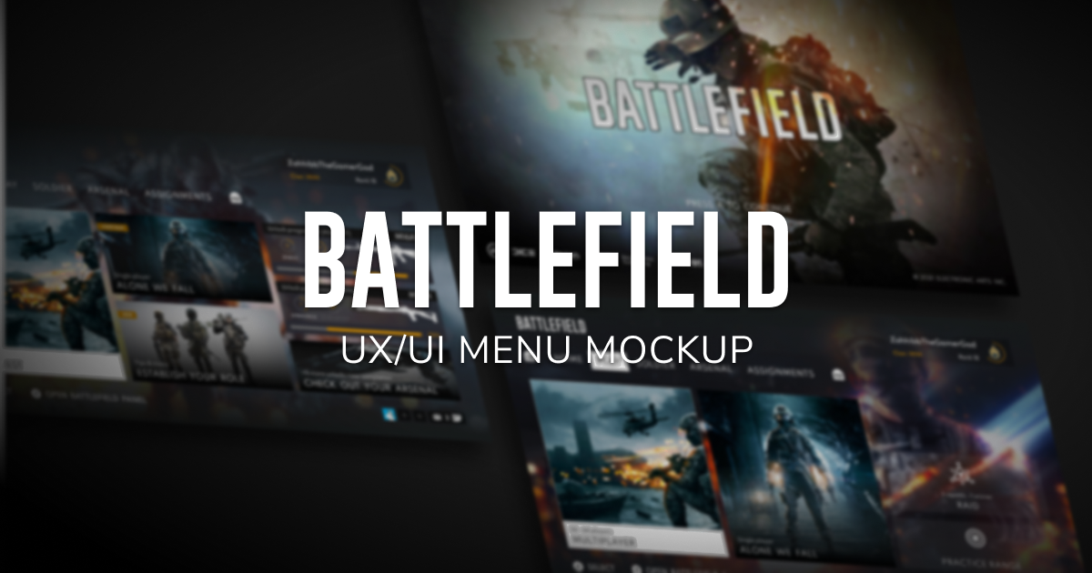 Battlefield menu mockup — Joakim Hedman | UX/UI portfolio