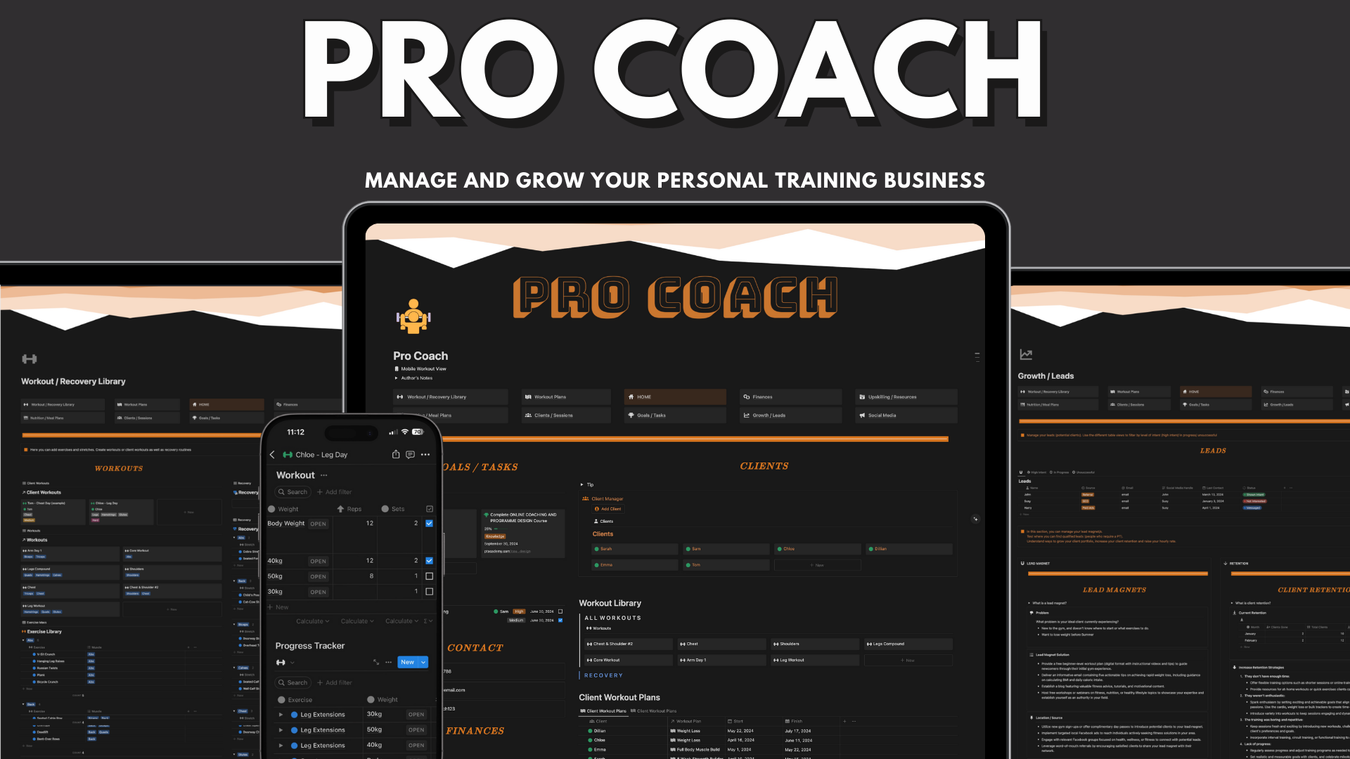 Notion Personal Trainer Template | PRO COACH