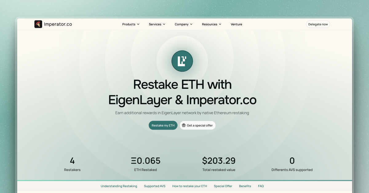 Restake Your ETH with EigenLayer on Imperator.co: Boost Rewards & Security