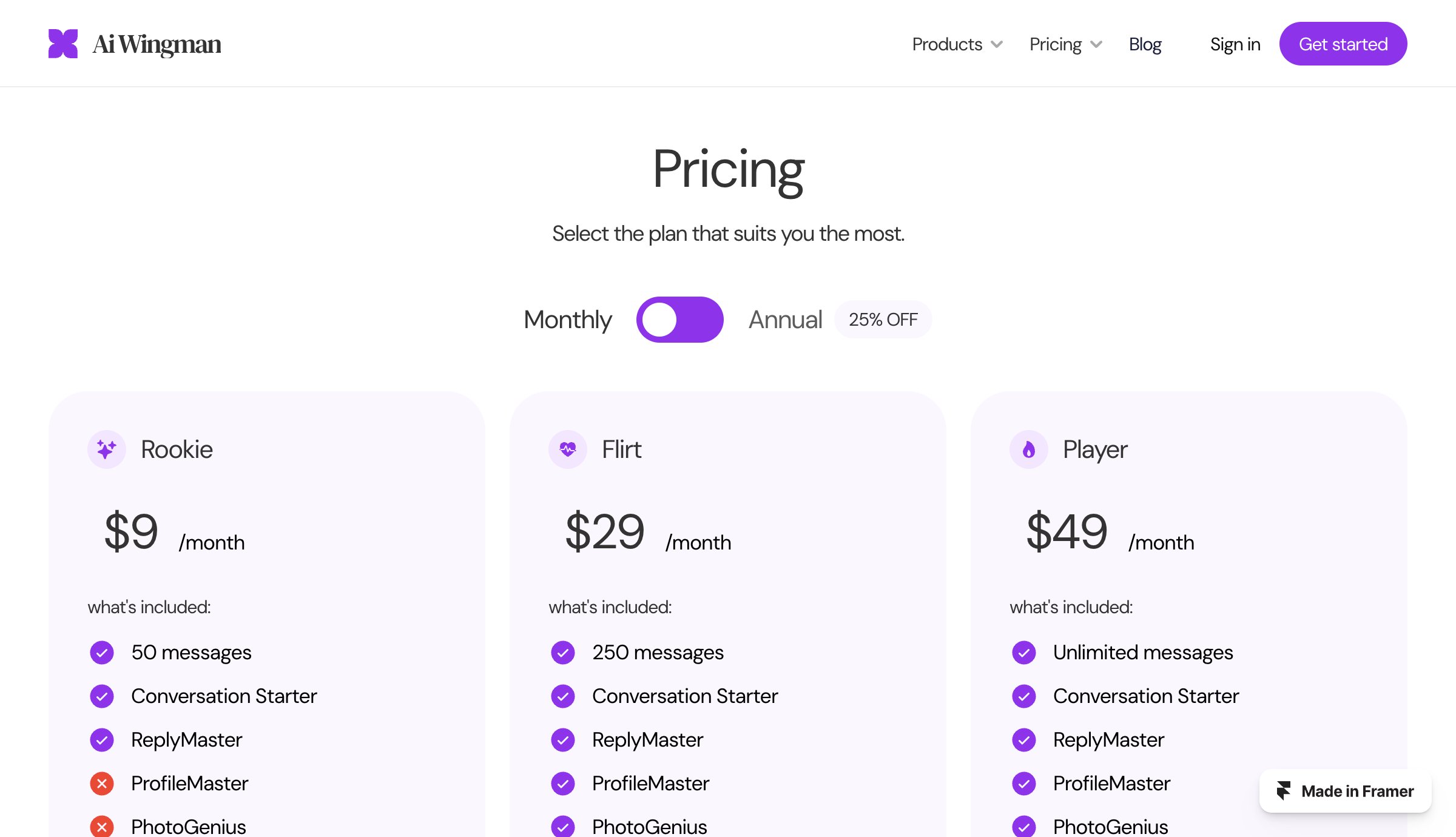 Ai Wingman Pricing - Affordable Plans for AI Chat App Landing Pages