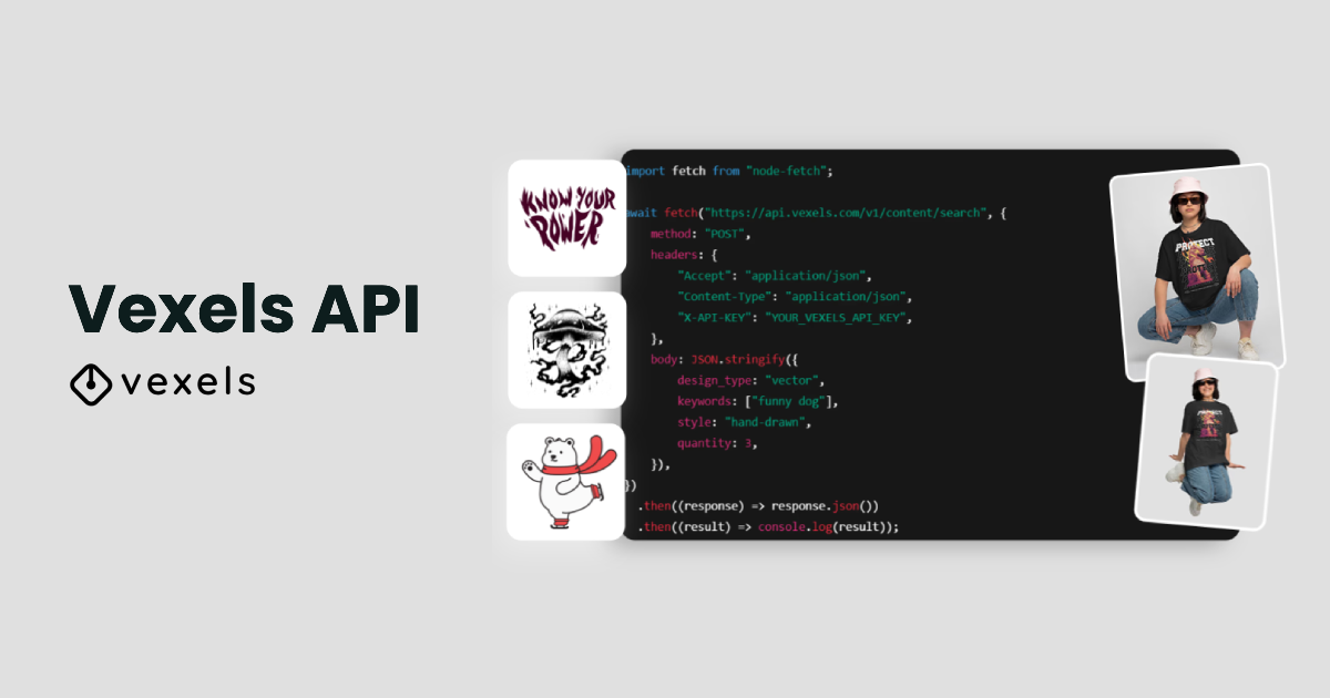 Vexels API – Print-Ready SVGs & Realistic Mockup Generator for POD