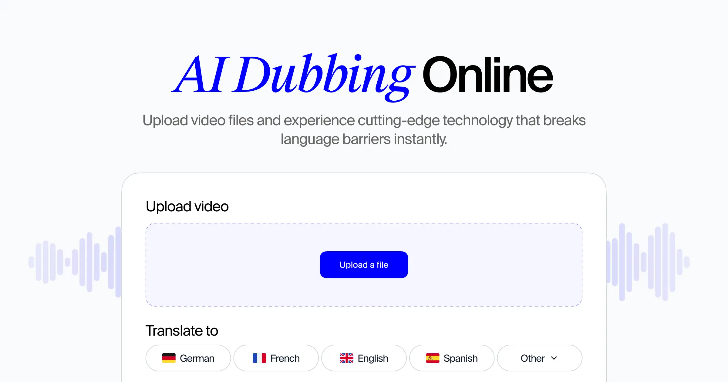 Free AI English Dubbing - No Sign Up - Audio and Video dubbing