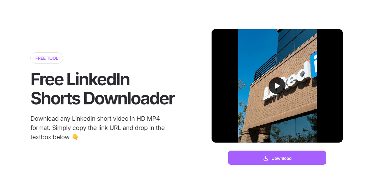 LinkedIn Shorts Downloader Online - Save Videos